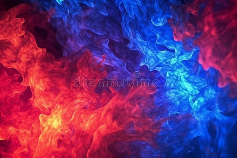 Bold Red and Blue Flames Ignite the Darkness of the Background. Stock ...