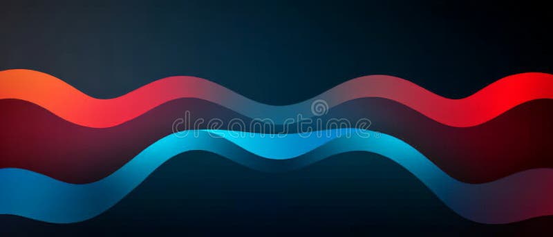 Bold Red and Blue Layered Wave Forms on a Dark Background with Smooth ...
