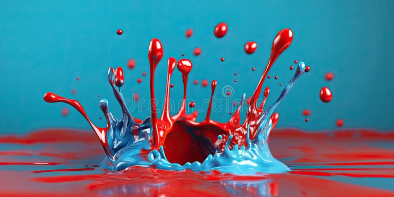 Bold Red and Blue Paint Splash Effect Creating a Dynamic, Vibrant ...