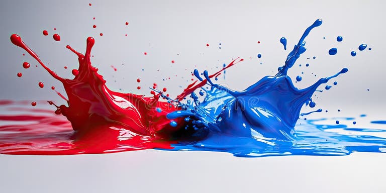 Bold Red and Blue Paint Splash Effect Creating a Dynamic, Vibrant ...