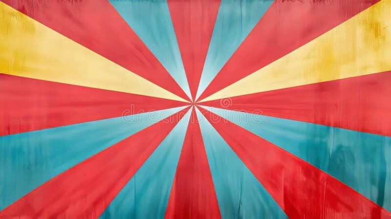 Bold Red and Blue Stripped Sun Burst Design with Striking Retro Circus ...
