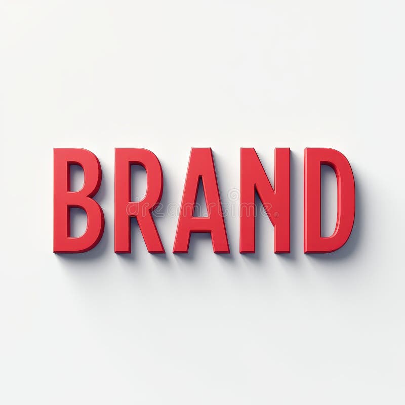 Bold Red BRAND Text on a White Background with Soft Shadows. Stock ...