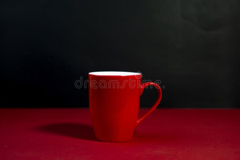 Bold Red Ceramic Tea Mug with Handle in White Studio Light Isolated on ...