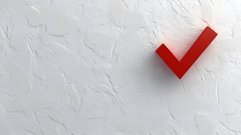 Bold Red Checkmark Symbol on Textured White Background, Ideal for ...