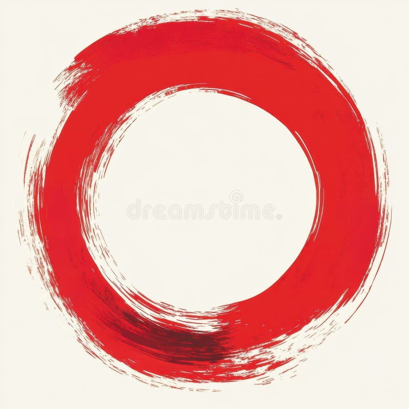 Bold Red Circle Brushstroke on a Pale Background Stock Illustration ...
