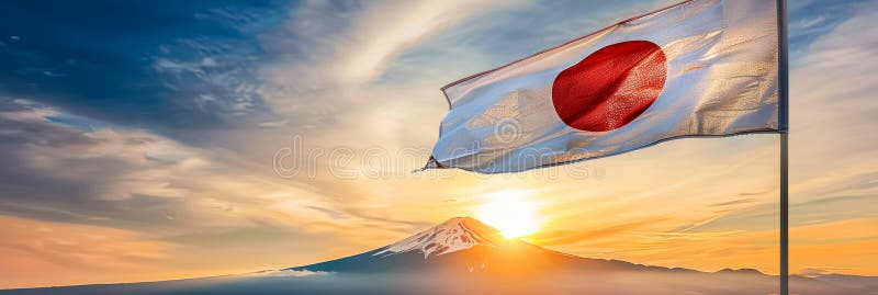 Bold Red Circle of the Japanese Flag Gently Sways in the Wind ...