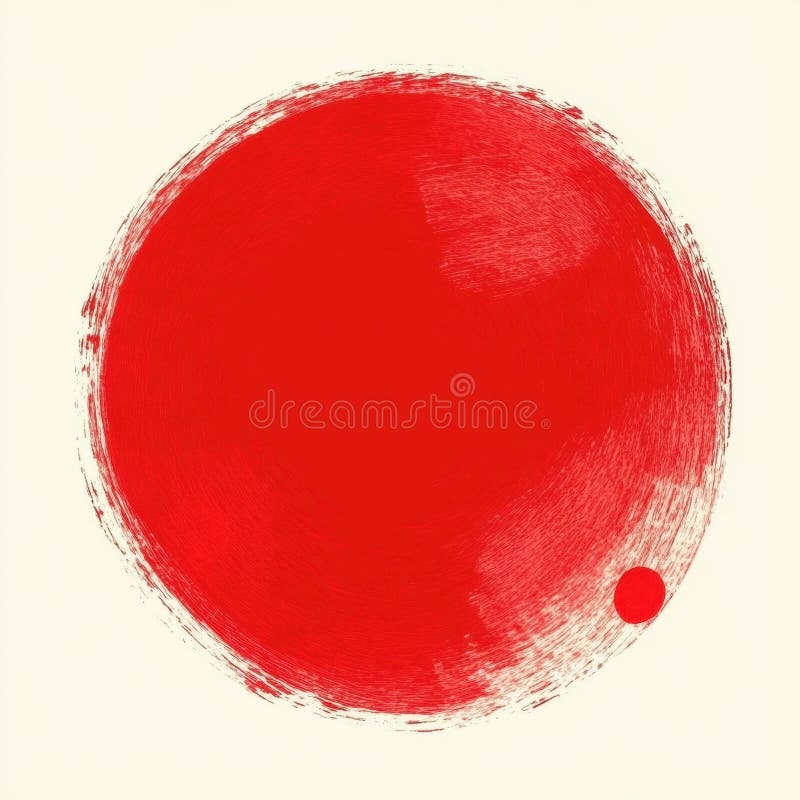 Bold Red Circle with Textured Brush Strokes on a Light Background Stock ...