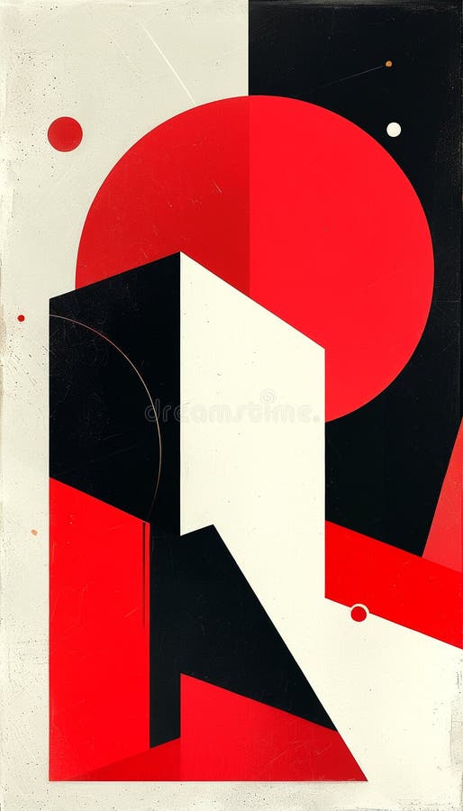 Dynamic Interplay of Red and Black Geometric Shapes in Abstract Art ...