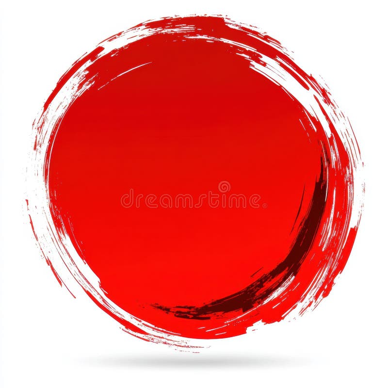Bold Red Circular Brush Stroke on a White Background Stock Illustration ...