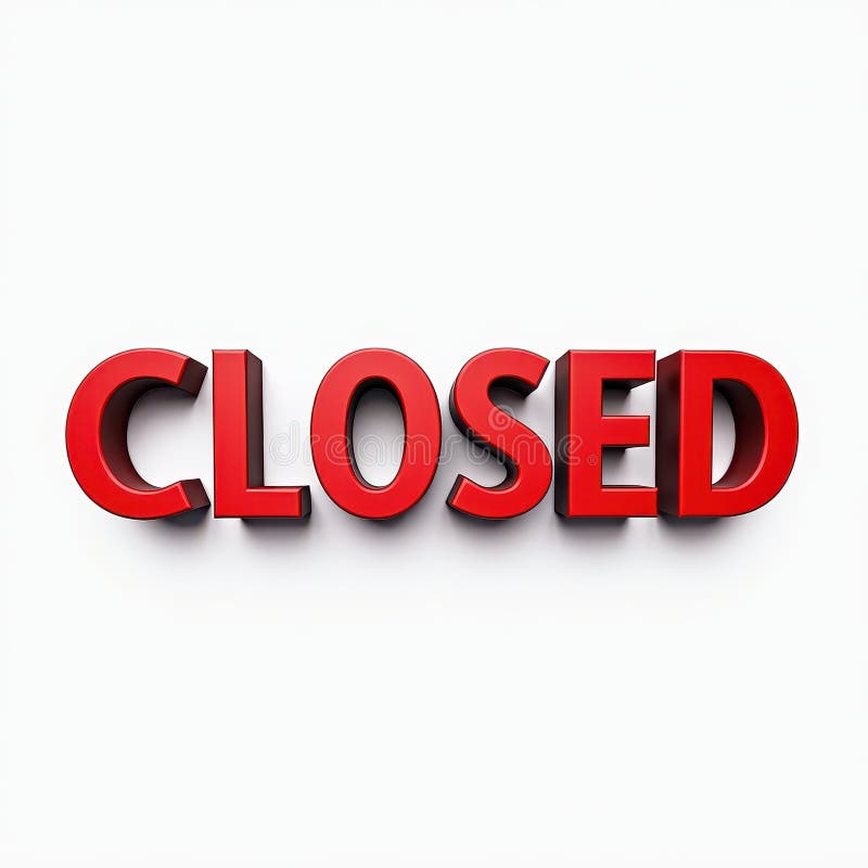 Bold Red Closed Sign on a White Background. Stock Illustration ...