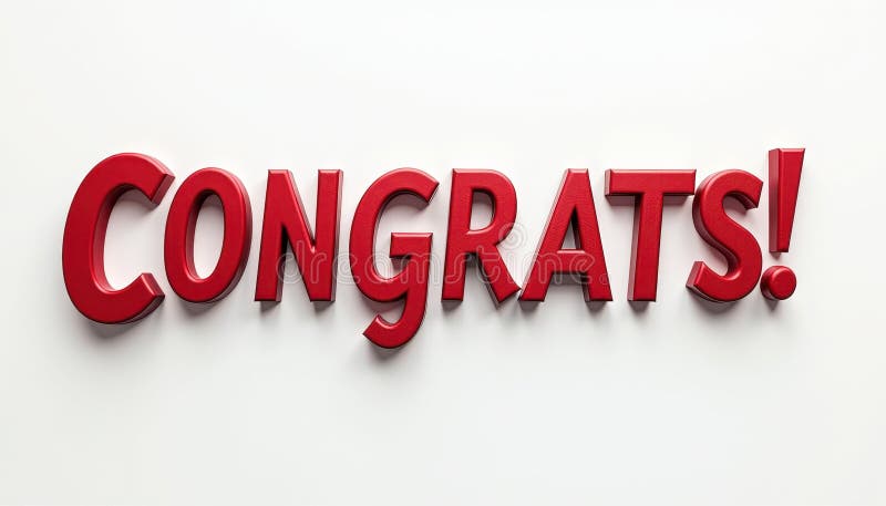 Bold Red Congrats Message on a Bright White Background. Stock ...