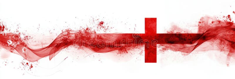 Prominent Red Cross Abstraction with Flowing Design Elements in a ...