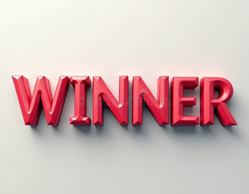 Bold Red 3D-font Text Spelling Winner on a Light Background. Stock ...