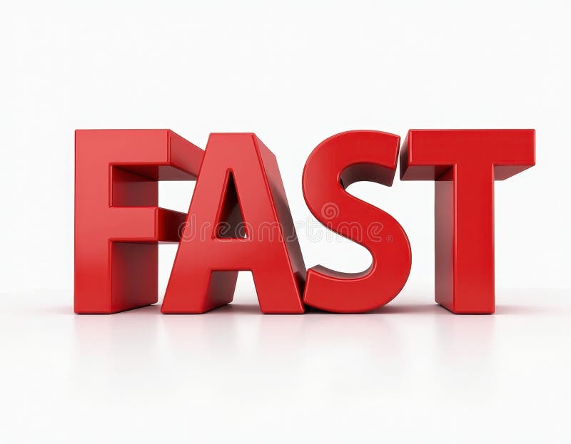 Bold Red 3D Letters Spelling FAST on a Clean White Background. Stock ...