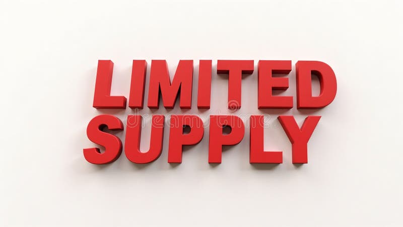 Bold Red 3D LIMITED SUPPLY Text on White Background Stock Illustration ...