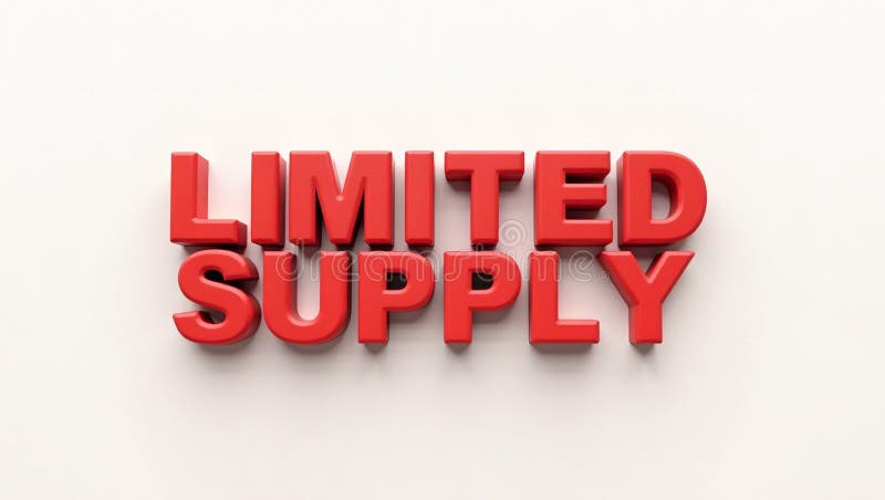 Bold Red 3D LIMITED SUPPLY Text on White Background Stock Illustration ...