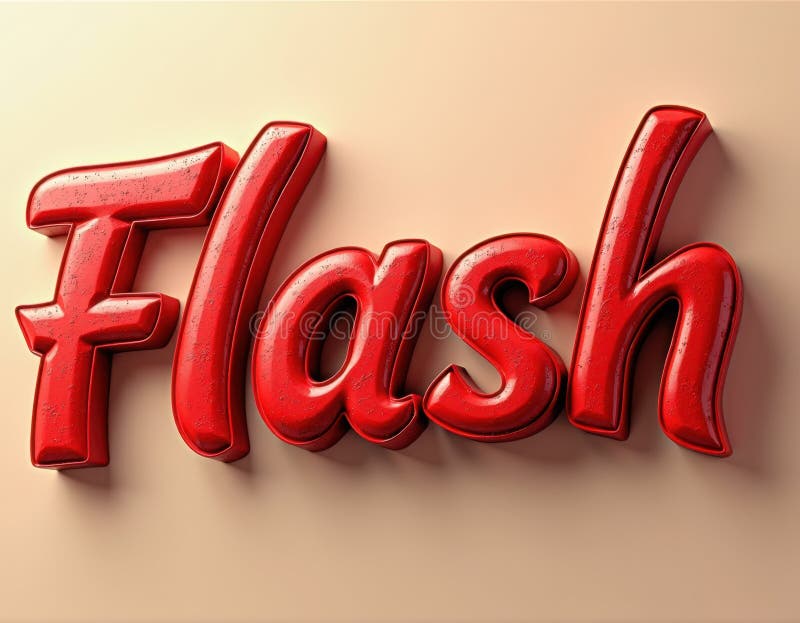 Bold Red 3D Text Spelling Flash on a Neutral Background. Stock ...