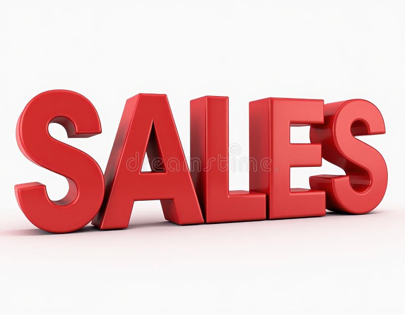 Bold Red 3D Text Spelling SALES on a White Background. Stock ...