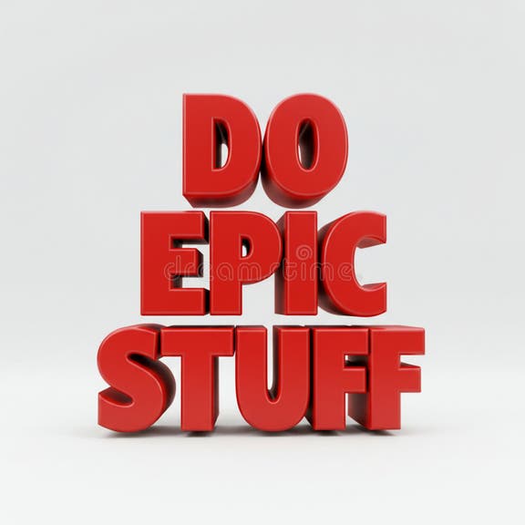 Bold Red 3D Text Spells "DO EPIC STUFF" on a Plain, Light-colored ...