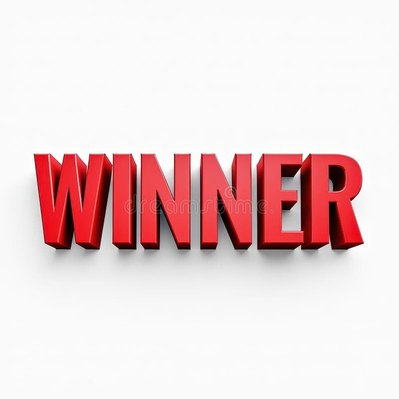 Bold Red 3D WINNER Text on a Clean White Background. Stock Illustration ...