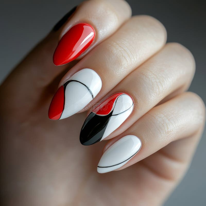 Bold Red Diagonal Stripe Nail Art for Modern Elegance Can Be Created at ...