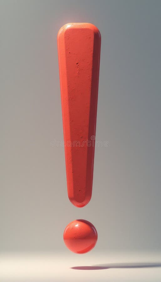Bold Red Exclamation Mark with a Floating Sphere Stock Photo - Image of ...
