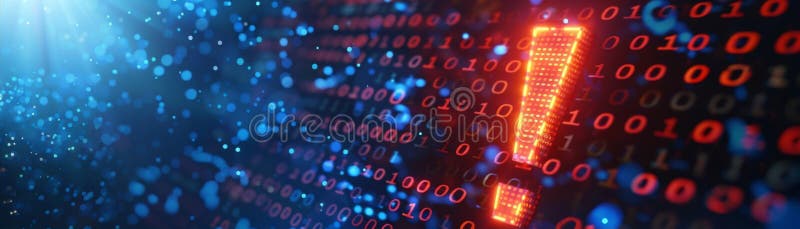 A Bold Red Exclamation Mark on a Vibrant Blue Background with Binary ...
