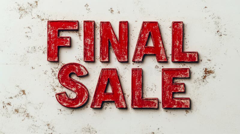 Bold Red Final Sale Sign with Rustic Texture on White Wall Stock ...