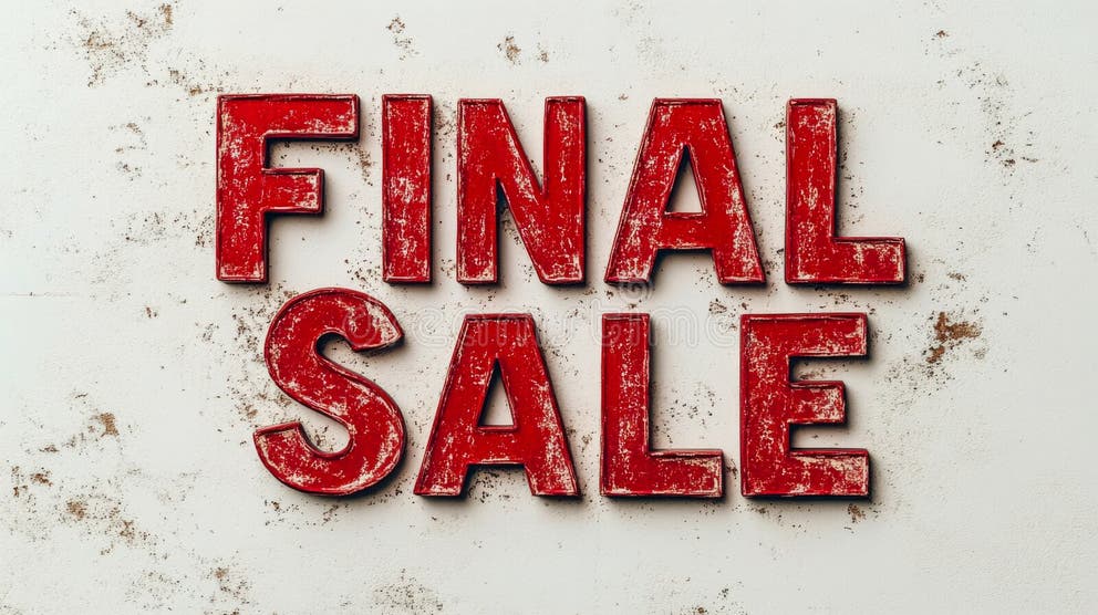Bold Red Final Sale Sign with Rustic Texture on White Wall Stock ...