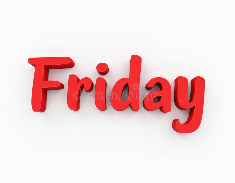 Bold Red Friday Text on a Clean White Background Stock Illustration ...