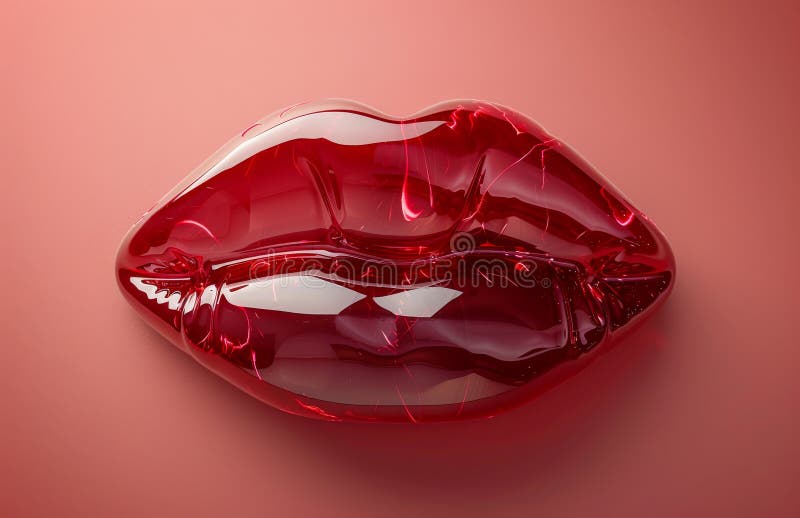 Bold Red Glossy Lips Made of Gel Stock Image - Image of beauty, lips ...