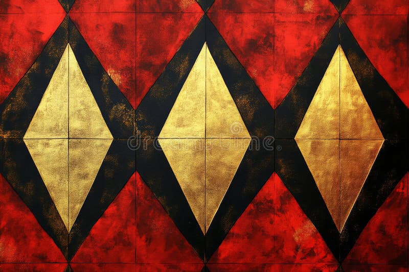 A Bold Red and Gold Geometric Design with Sharp Triangles and Diamonds ...