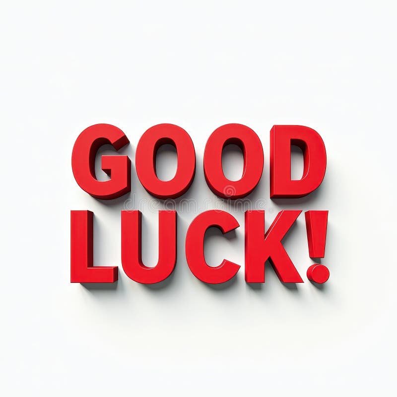 Bold Red Good Luck! Text on a Plain White Background. Stock ...