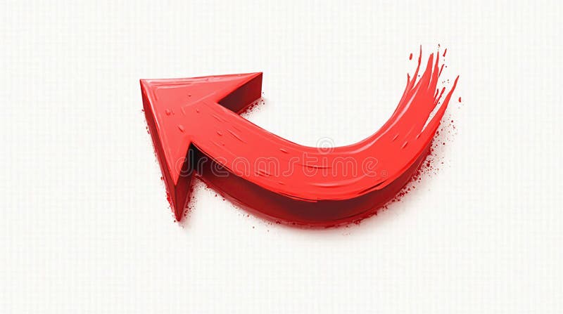 Bold Red Hand-Painted Curved Arrow Symbolizing Growth and Direction ...