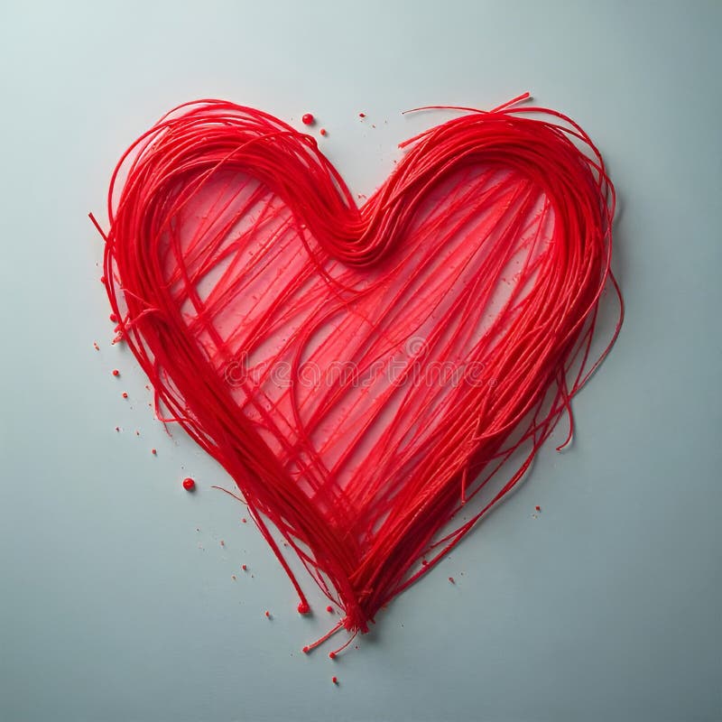 Bold Red Heart: Brushstroke Texture on Transparent Background Stock ...