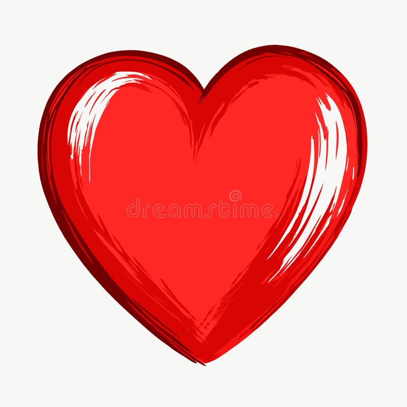 Bold Red Heart: Brushstroke Texture on Transparent Background Stock ...