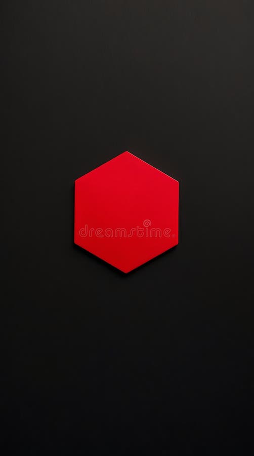 Bold Red Hexagon Shape on a Black Background Creating a Striking Visual ...