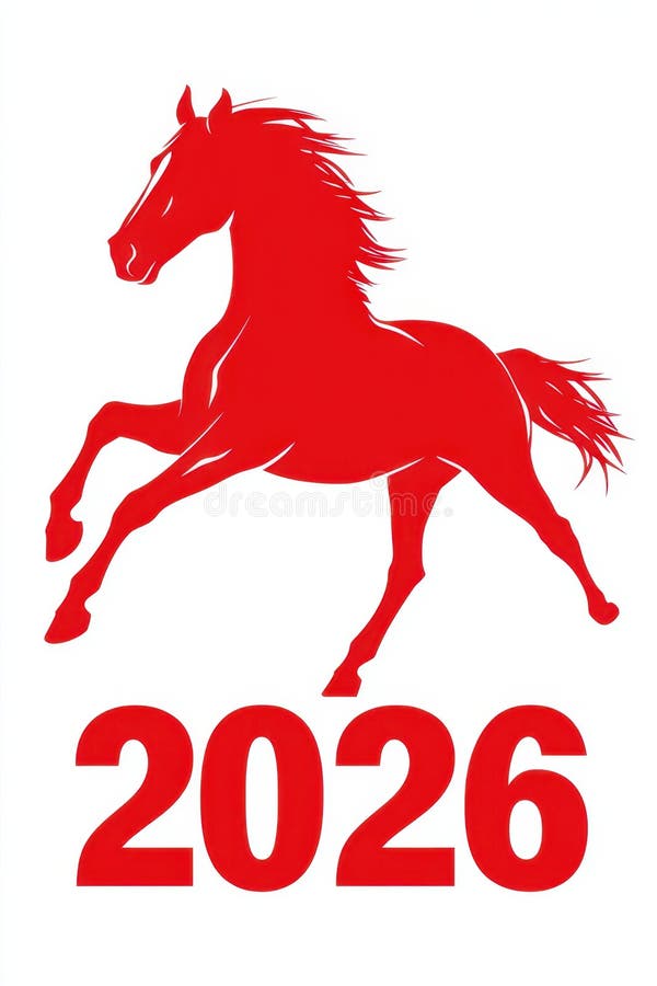 Bold Red Horse with 2026 for New Year or Zodiac Theme. Stock Image ...