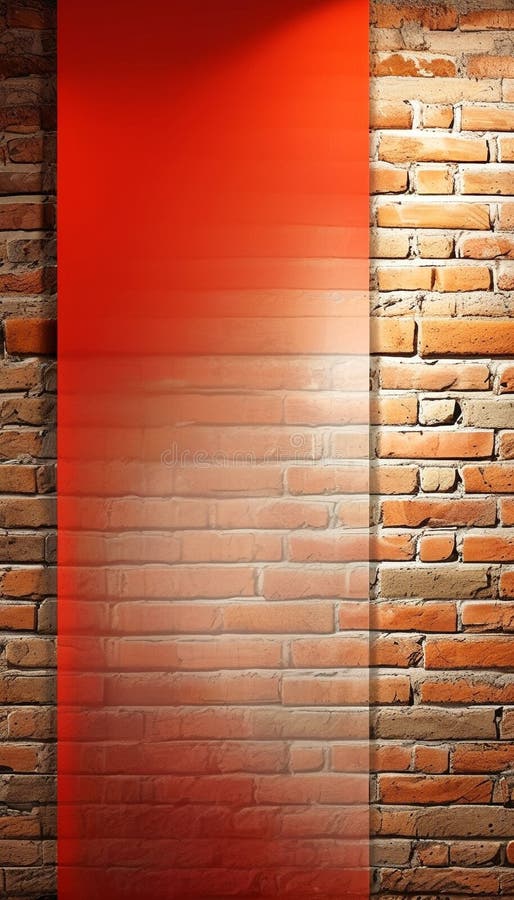 Bold Red Hue Stretches Vertically Alongside Weathered Brick Texture ...