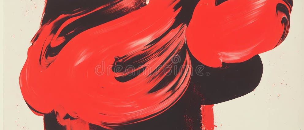 Bold Red Ink Shapes on Smooth Paper Create Dynamic Contrast and Texture ...
