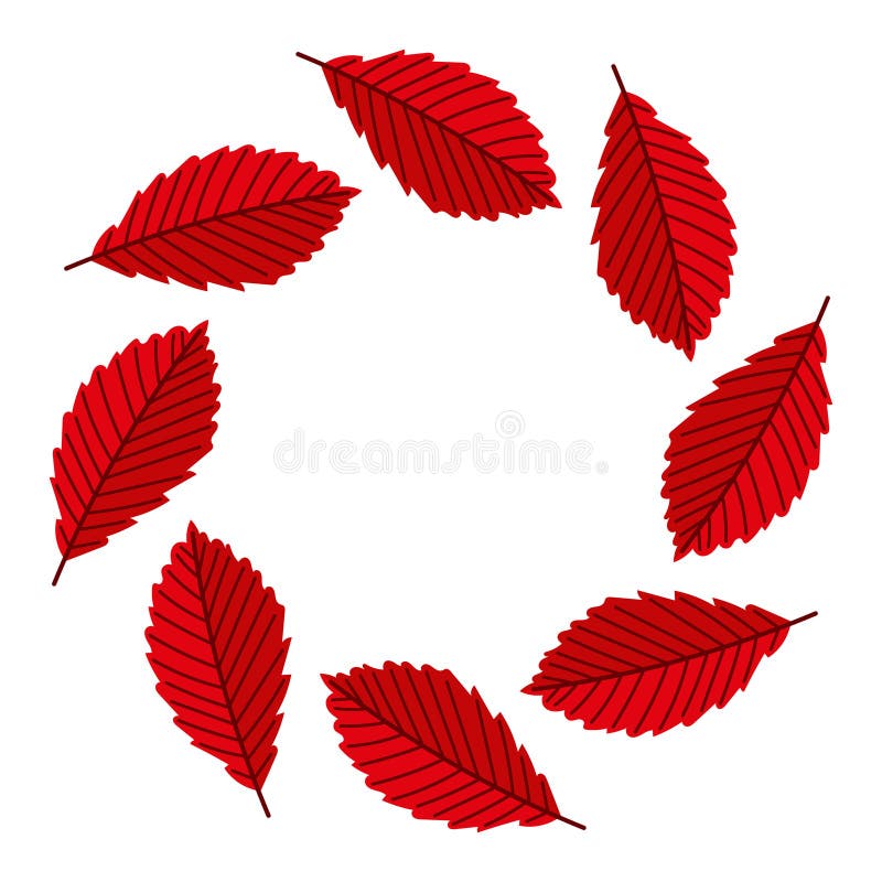 Minimal Wreath of Bold Red Autumn Leaves Stock Illustration ...