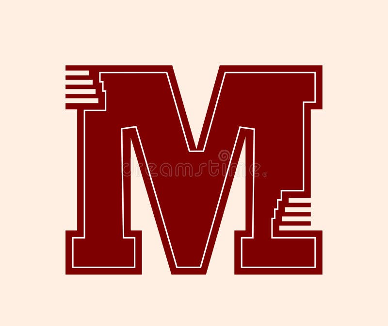 Bold Red Letter M with Geometric Accents. Vector Illustration Stock ...