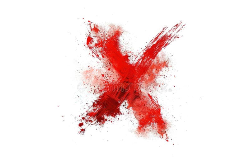 A Bold Red Letter X with Paint Splatters on a Clean White Background ...