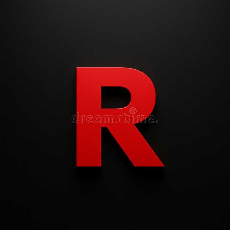A Bold Red Letter "R" is Centered Against a Solid Black Background. the ...