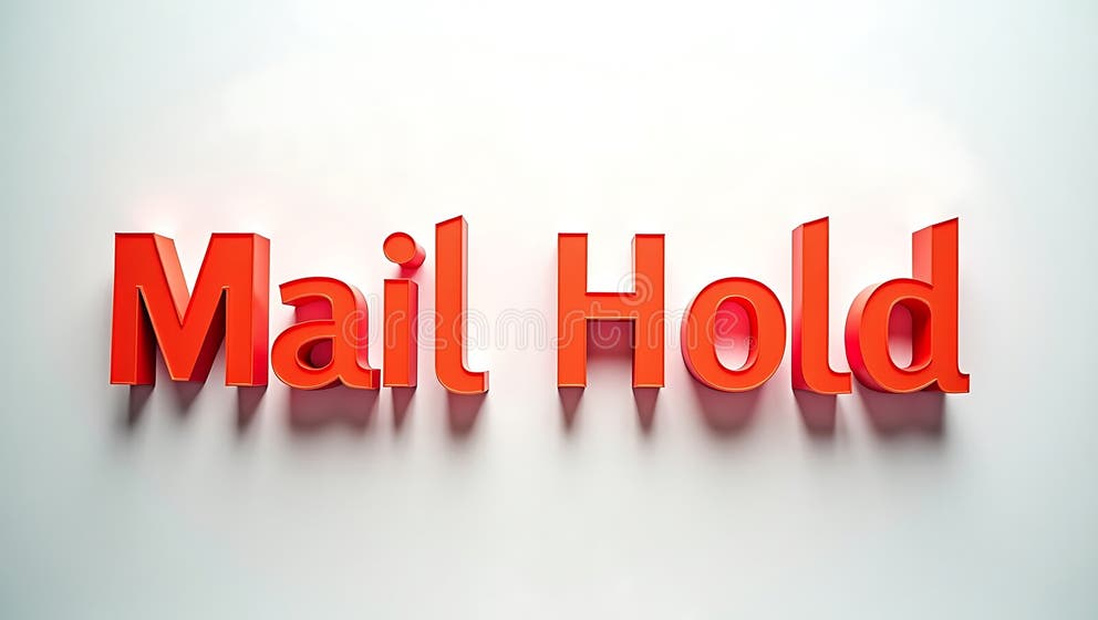 Bright Red Lettering Spelling Out Mail Hold Against a White Background ...