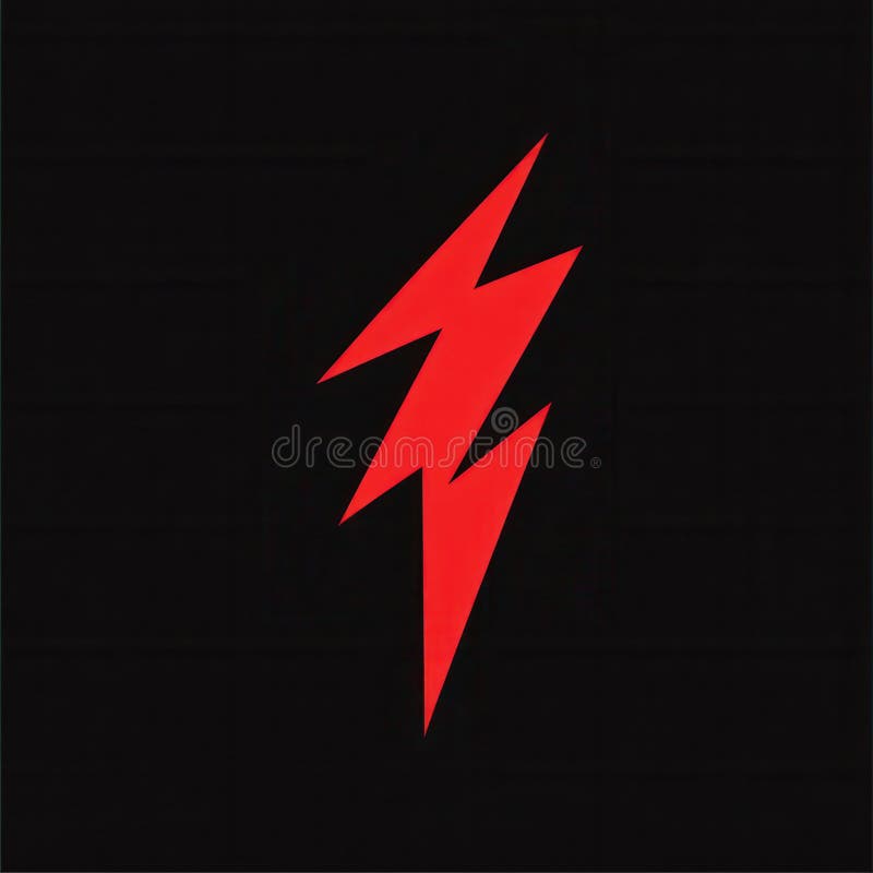 Bold Red Lightning Bolt Graphic on a Solid Black Background Designed ...