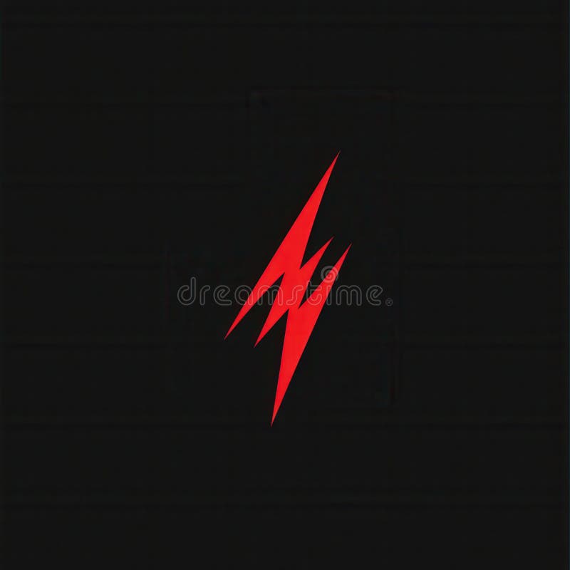 Bold Red Lightning Bolt Icon Against a Solid Black Background ...