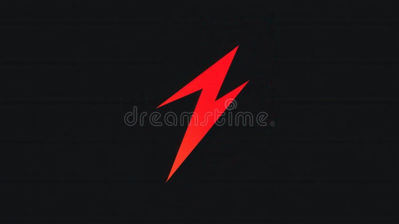 Bold Red Lightning Bolt Icon on Black Background with Strong Contrast Creating a Striking Visual ...