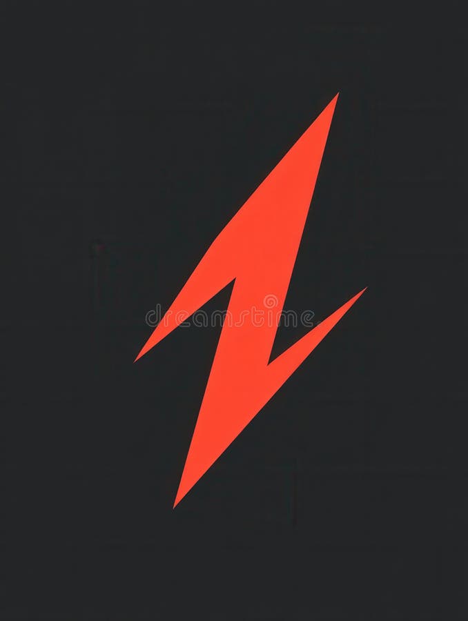 Bold Red Lightning Bolt Icon on a Solid Black Background Creates ...
