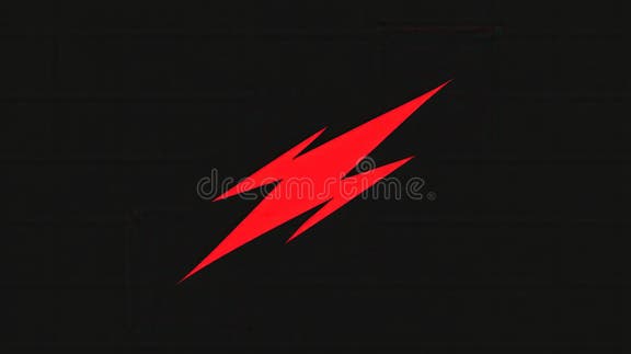 Bold Red Lightning Bolt Icon on Solid Black Background Showcases ...